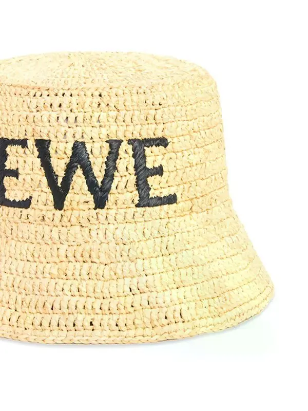 Loewe Woven Raffia Bucket Hat - Neutrals