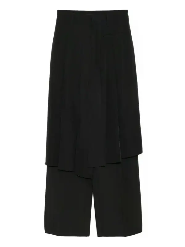 Goen.j Asymmetrically Pleated Straight Trousers - Black