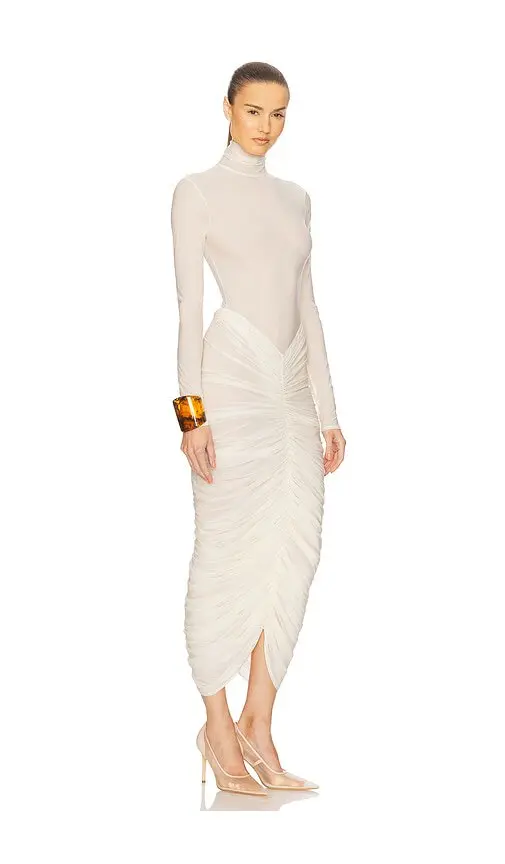 HELSA Super Sheer Ruched Dress