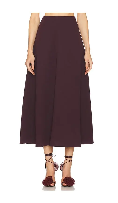 HELSA Heavy Crepe Midi Skirt - Eggplant