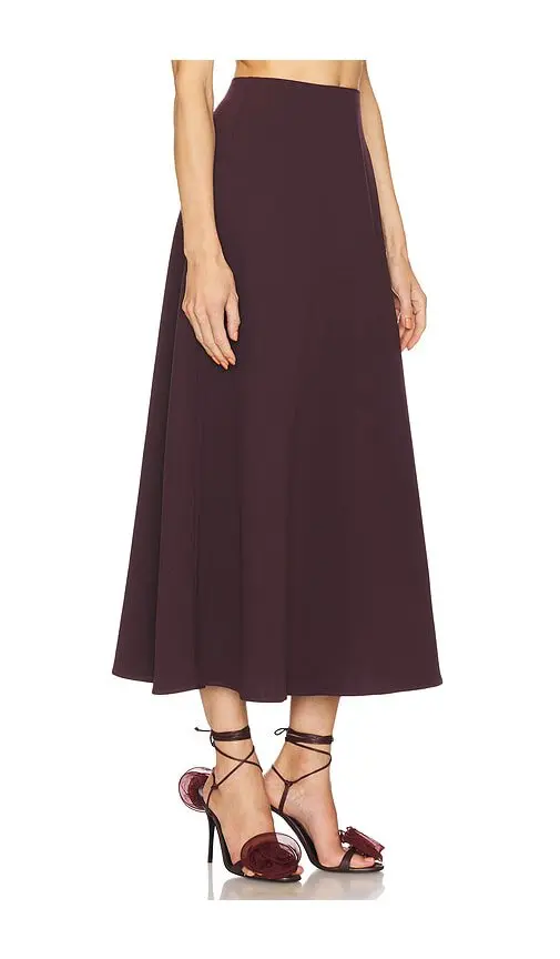 HELSA Heavy Crepe Midi Skirt - Eggplant