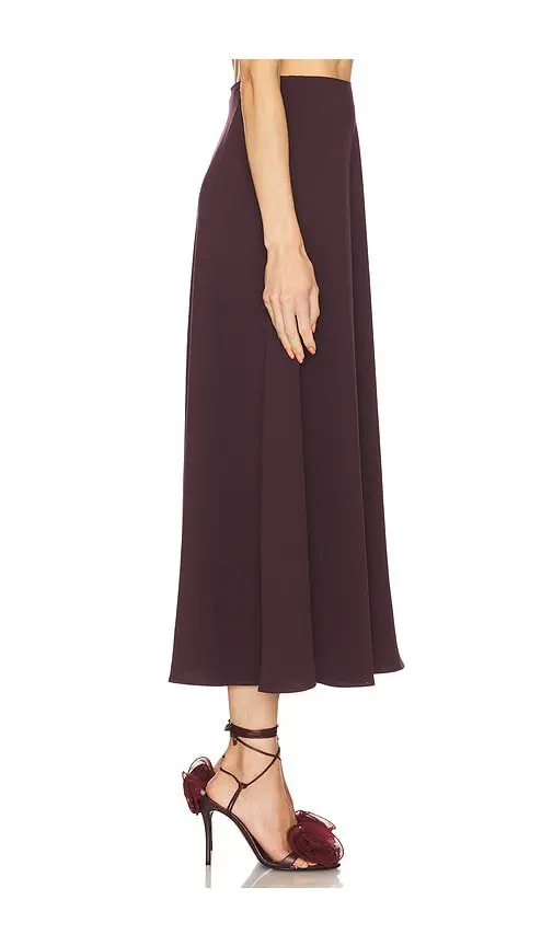 HELSA Heavy Crepe Midi Skirt - Eggplant
