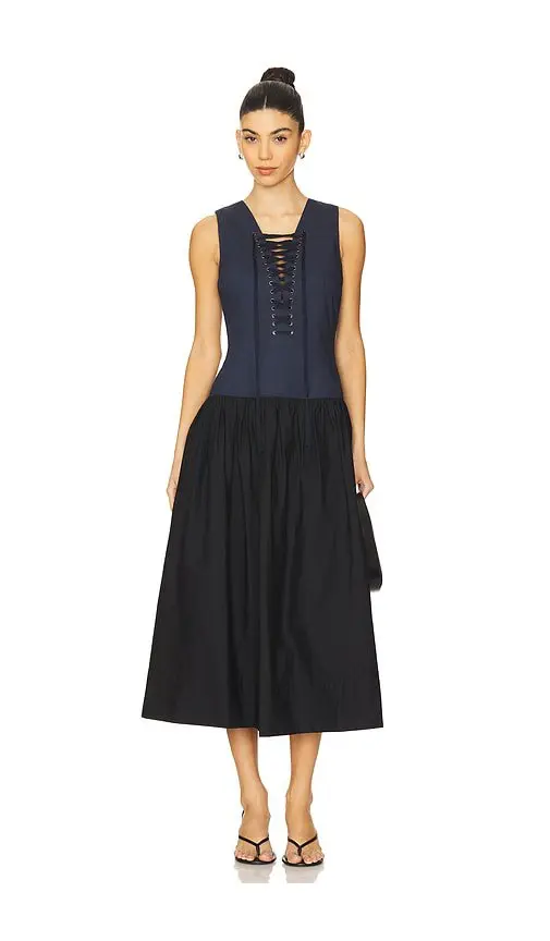 Ulla Johnson Sleeveless Midi Dress With Front Lace-up Accent