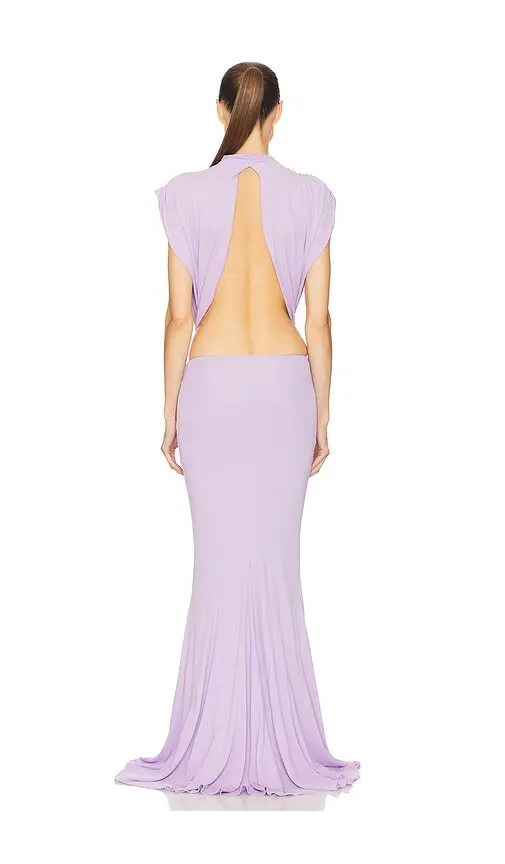 Helsa The Constantina Jersey Dress With Bow - Amethyst | Editorialist