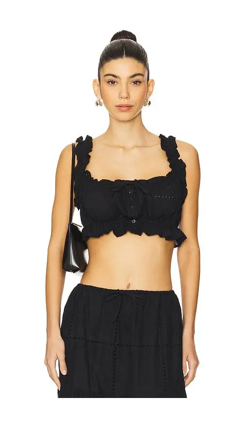 WeWoreWhat Ruffle Button Crop Top