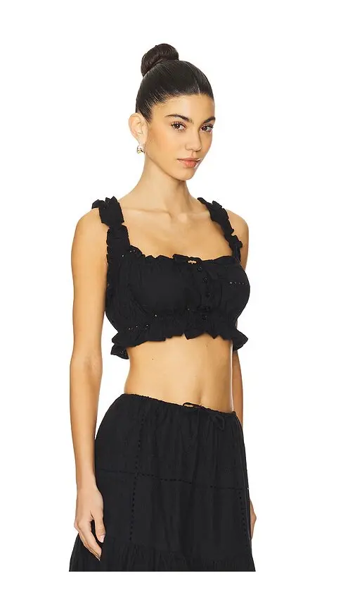 WeWoreWhat Ruffle Button Crop Top