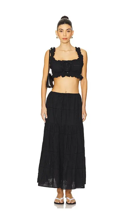 WeWoreWhat Ruffle Button Crop Top