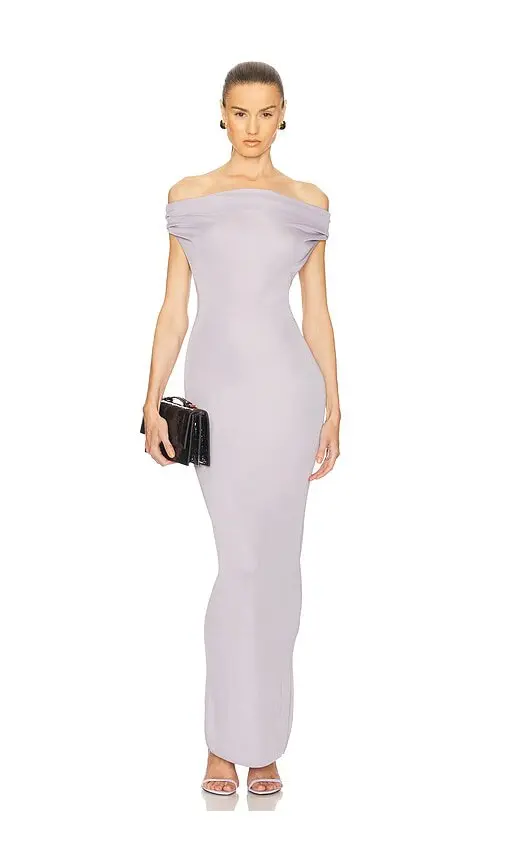 white summer maxi dress long sleeve Embellished Cowl Neck Maxi Dress in Ivory - 6