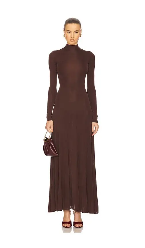 helsa dress brown Zia Maxi Knit strapless gown