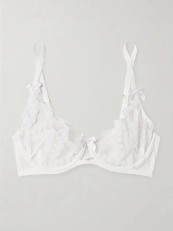 Agent Provocateur Alysia Bow-detailed Embroidered Tulle Underwired Bra - White