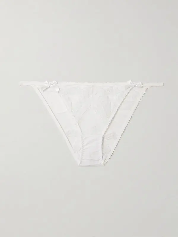 Agent Provocateur Alysia Bow-detailed Embroidered Tulle Briefs - White