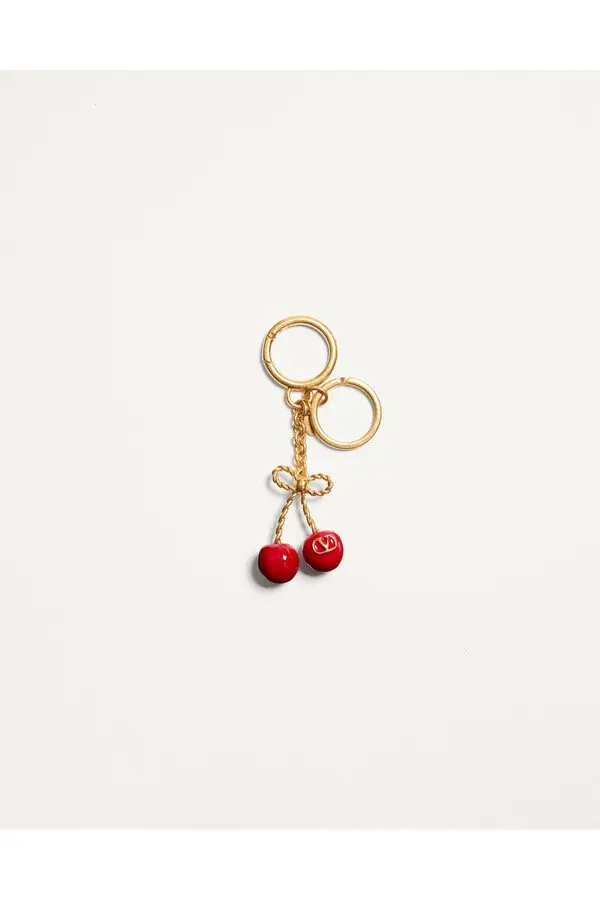 Valentino Garavani Chez Metal And Enamel Bag Charm With Key Ring - Red