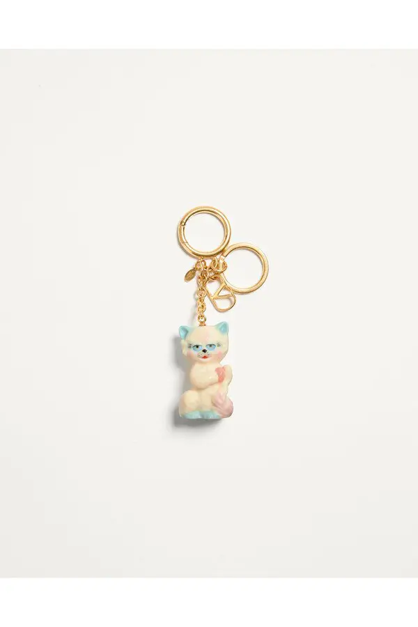 Valentino Garavani Le Chat De La Maison Bag Charm With Key Ring - Multicolor