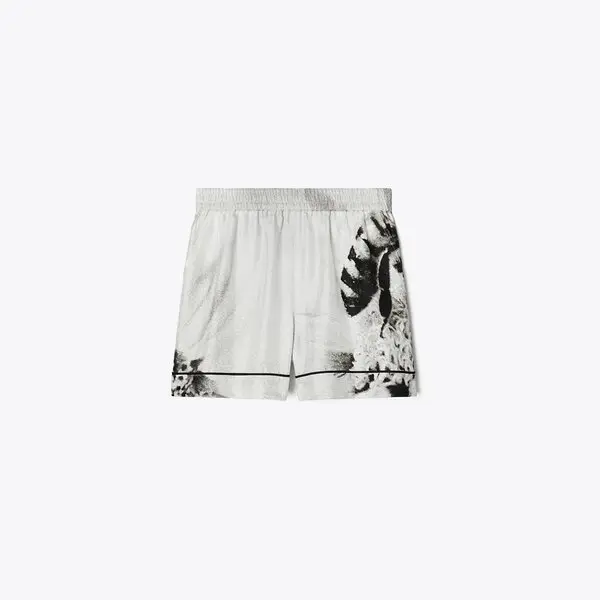 Tory Burch Silk Camp Short - Gray Bee