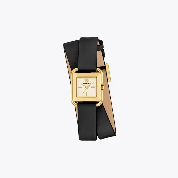 Tory Burch Small Kira Double Wrap Watch - Ivory/gold/black