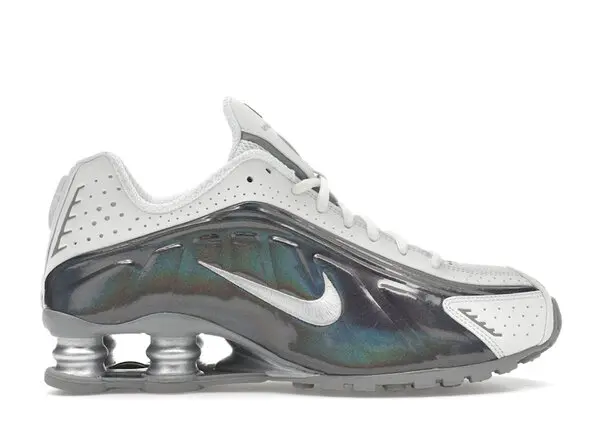 Nike Shox R4 White Iridescent Sneakers - Summit White/hydrangeas/metallic Silver