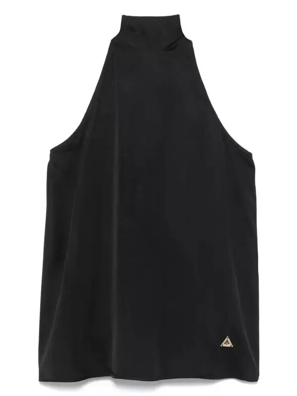 AKEP Attached-scarf Satin Top