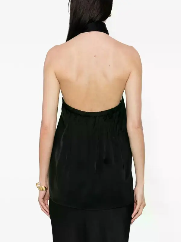 AKEP Attached-scarf Satin Top