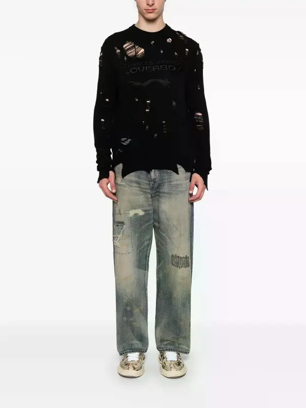 CHARLES JEFFREY Logo Distressed Sweater