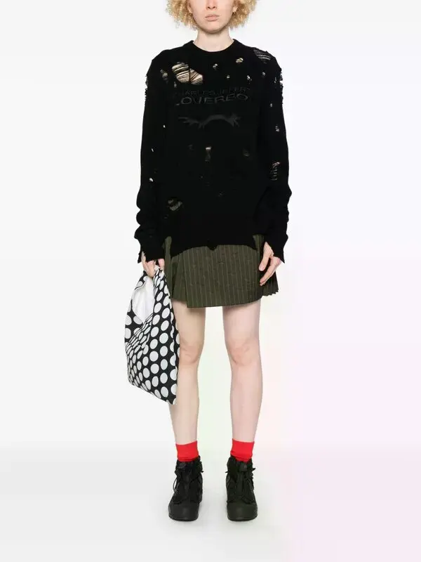 CHARLES JEFFREY Logo Distressed Sweater