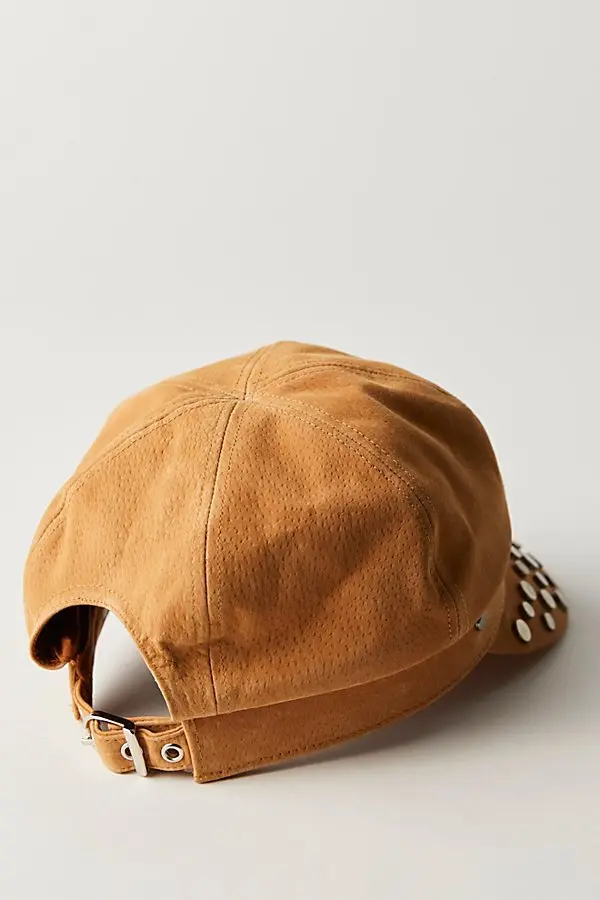UNDERSTATED LEATHER Studded Avery Leather Cap - Tan