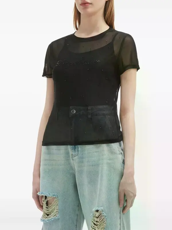 B+AB Rhinestone-embellished T-shirt - Black