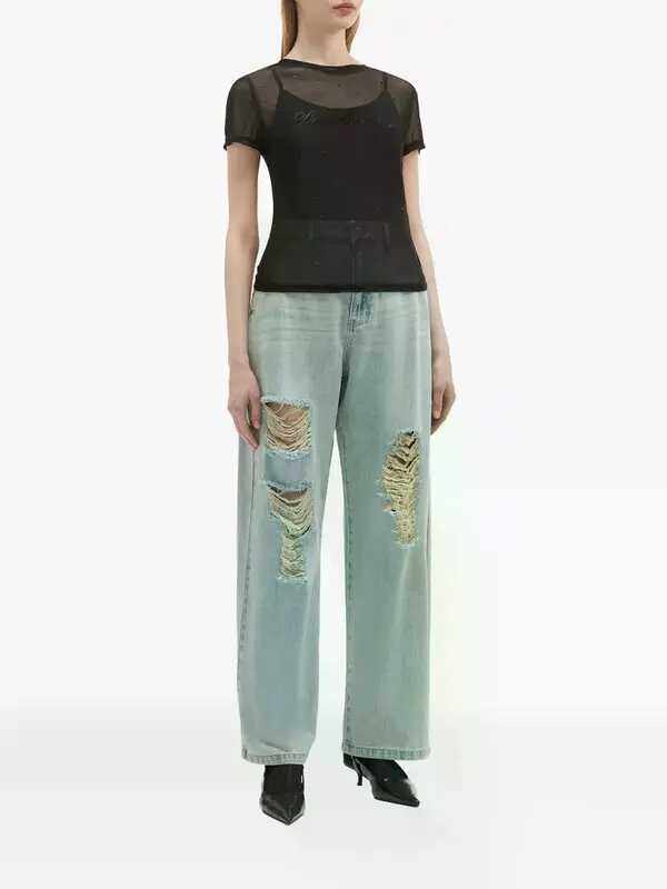B+AB Rhinestone-embellished T-shirt - Black