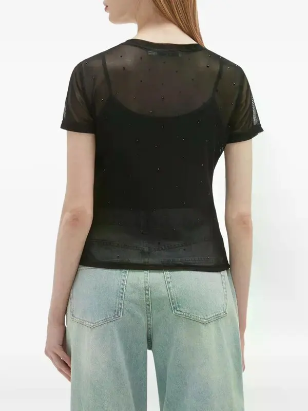 B+AB Rhinestone-embellished T-shirt - Black
