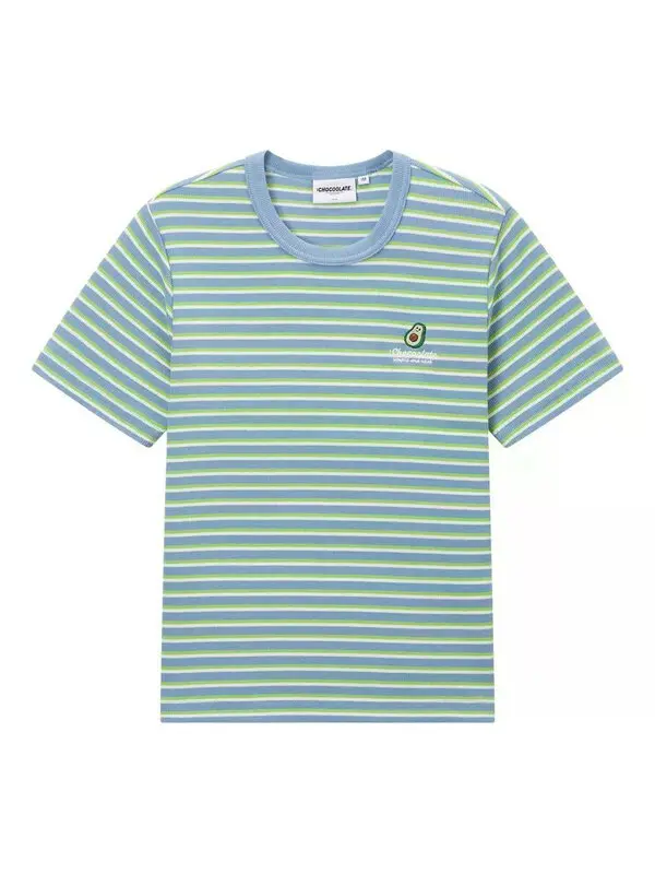 CHOCOOLATE Striped Logo T-shirt - Blue