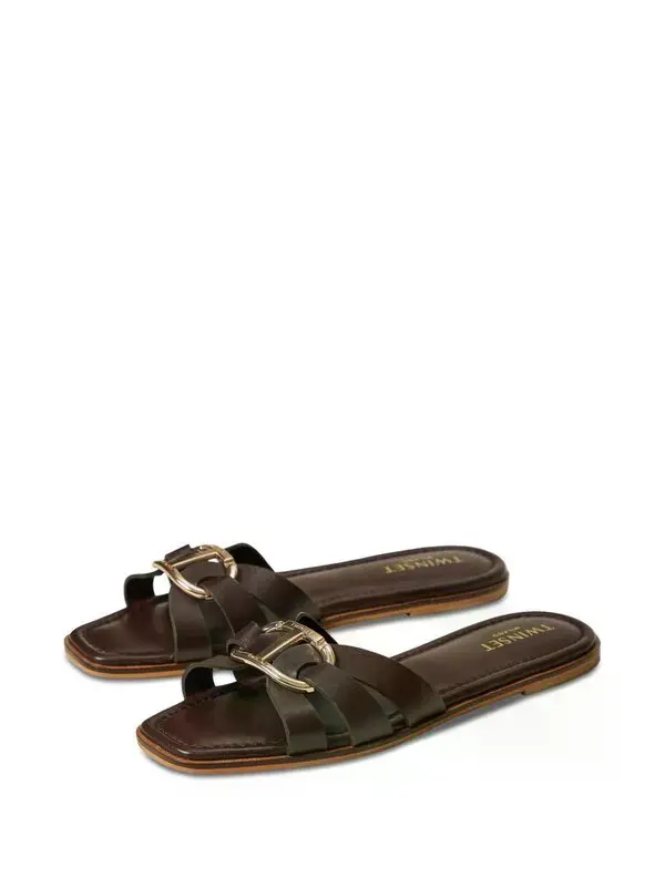 TWINSET Logo-buckle Slides - Brown
