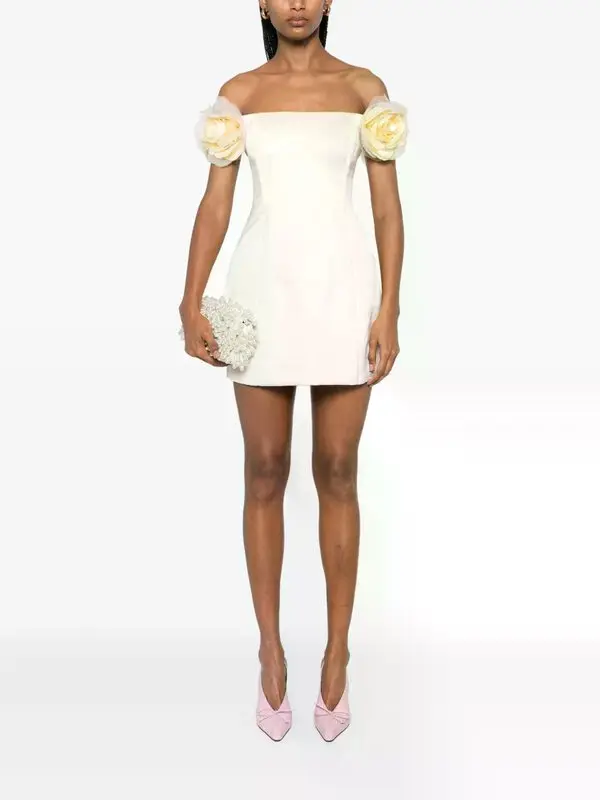 Elisabetta Franchi Floral-appliqué Satin Mini Dress