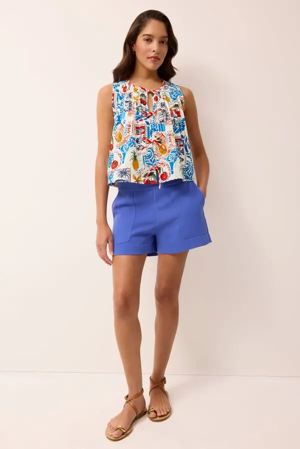 MARIE OLIVER Mid-rise Crepe Shorts - Cobalt