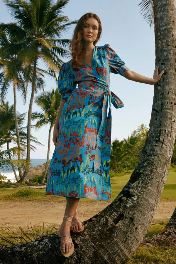 MARIE OLIVER Rita Wrap Dress - Amazon Azure