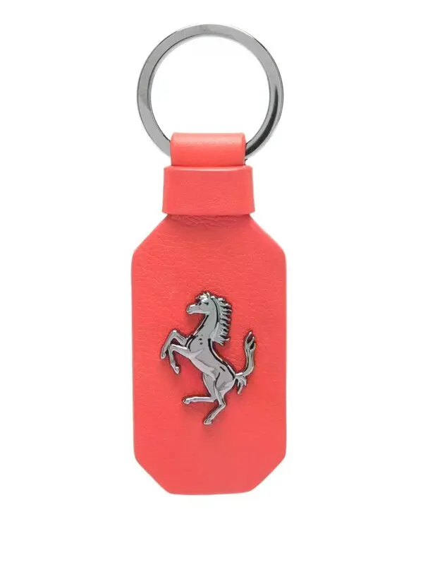 FERRARI Prancing Horse Leather Keyring - Red
