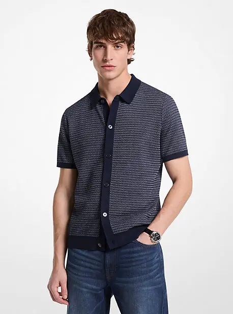 Michael Kors Cotton Tuck Stitch Shirt - Blue