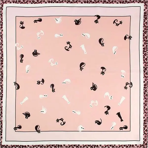 SILKSILKY Pure Silk Printed Designer Square Scarf - Pink