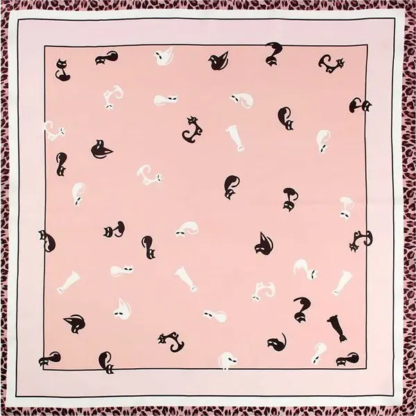 SILKSILKY Pure Silk Diversity Pattern Square Scarf - Pink