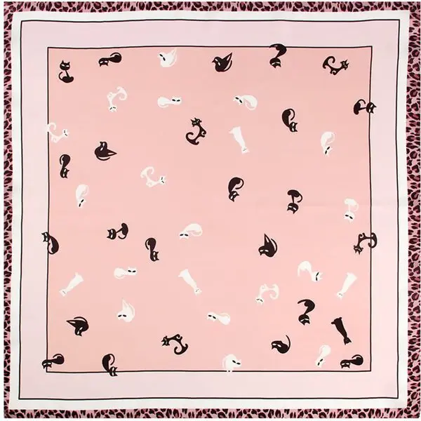 SILKSILKY Pure Silk Diversity Pattern Square Scarf - Pink