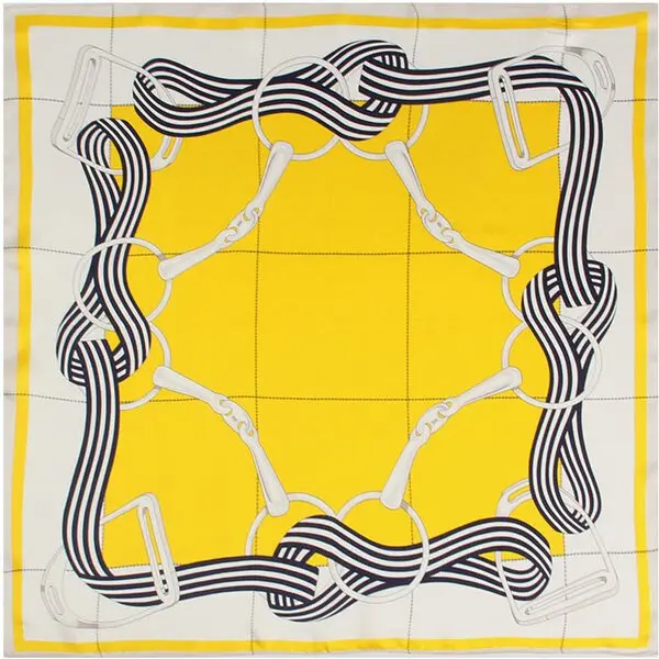 SILKSILKY Pure Silk Diversity Pattern Square Scarf - Yellow