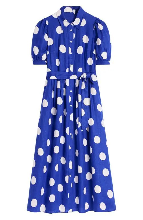 boden blue polka dot dress Marcia Jersey Shirt Dress-Bright Blue, Painted Dot main image 0