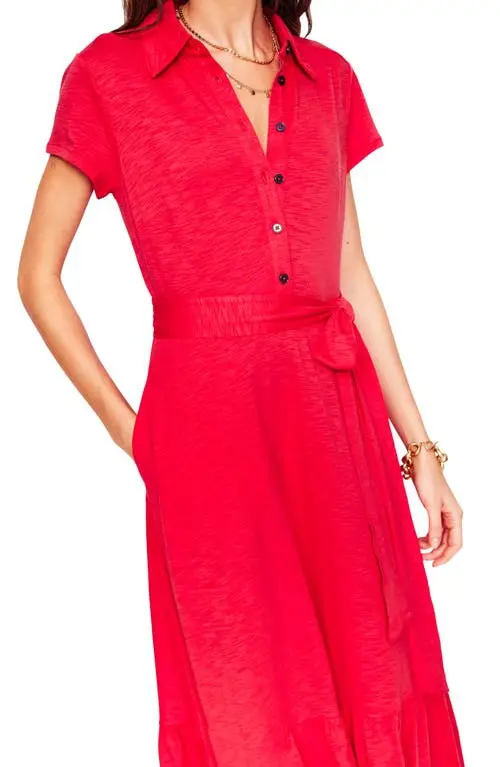open lace back dress Hattie Jersey T-shirt Dress-Red Coral