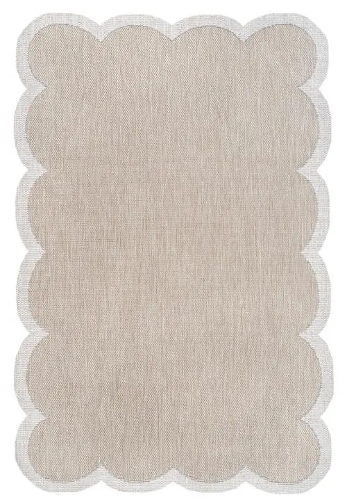 JONATHAN Y Alice Classic Cottage Two-tone Scalloped Indoor/outdoor Shaped Area Rug - Beige/cream