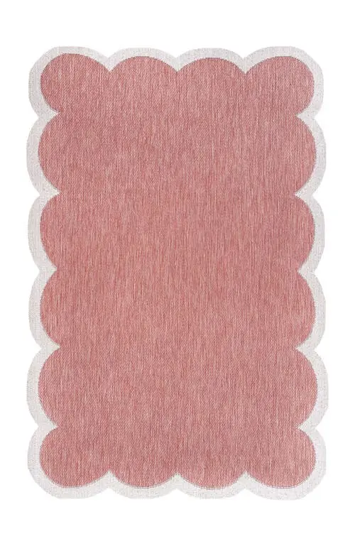 JONATHAN Y Alice Classic Cottage Two-tone Scalloped Indoor/outdoor Shaped Area Rug - Light Rose/cream