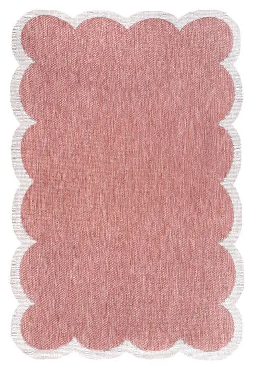 JONATHAN Y Alice Classic Cottage Two-tone Scalloped Indoor/outdoor Shaped Area Rug - Light Rose/cream