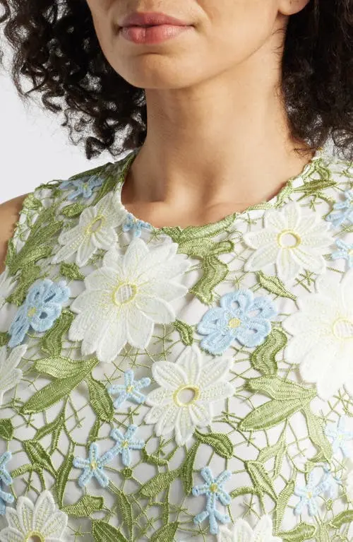 Sam Edelman Floral Embroidered Sheath Dress - White Multi