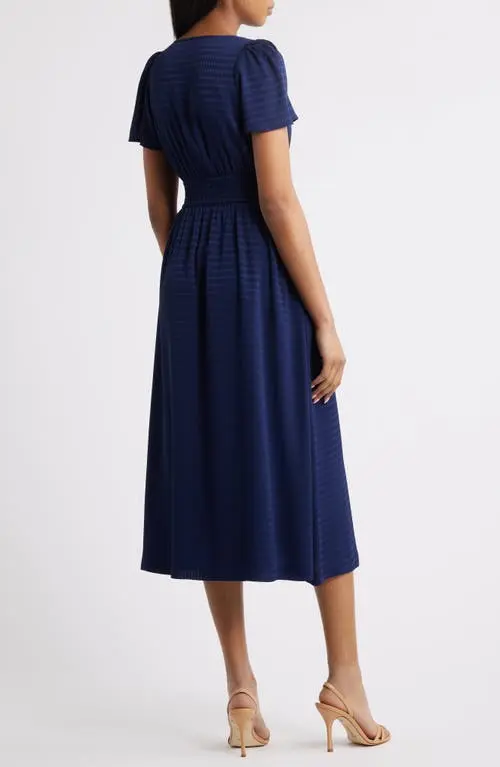 Anne Klein Patio Tonal Stripe Midi Dress