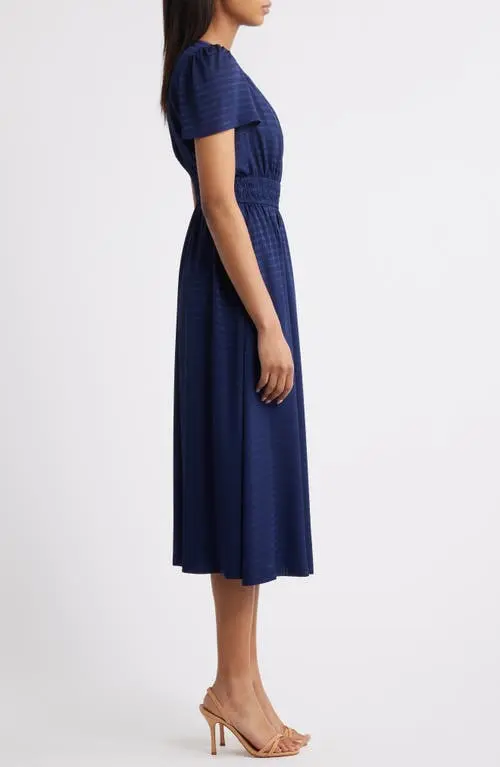 Anne Klein Patio Tonal Stripe Midi Dress
