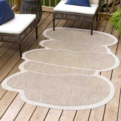 JONATHAN Y Jasper Modern Rustic Abstract Indoor/outdoor Shaped Area Rug - Beige/cream