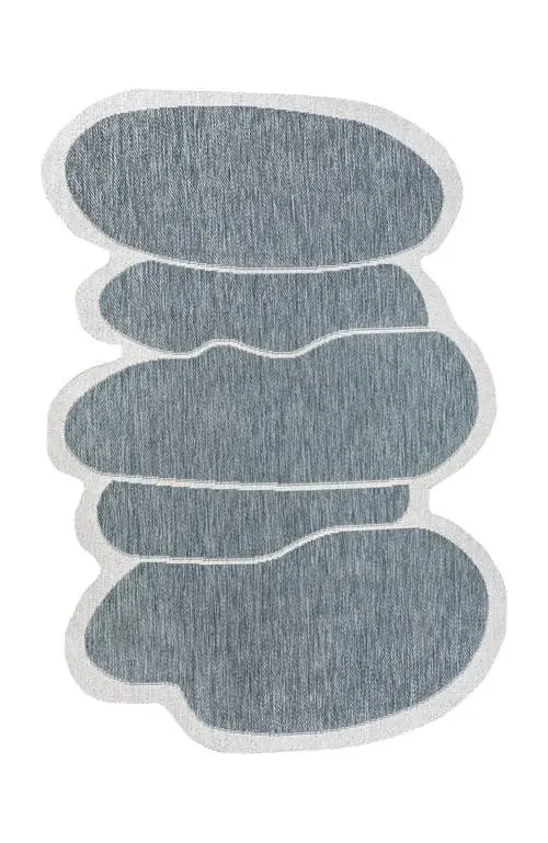 JONATHAN Y Jasper Modern Rustic Abstract Indoor/outdoor Shaped Area Rug - Blue/cream