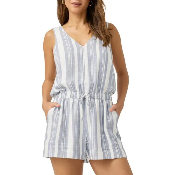 Splendid Raegan Stripe Sleeveless Romper - White/seaport